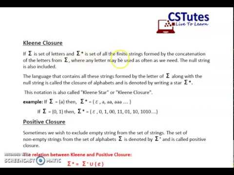 Kleene Closure (Star closure) and Positive Closure - Theory of ...
