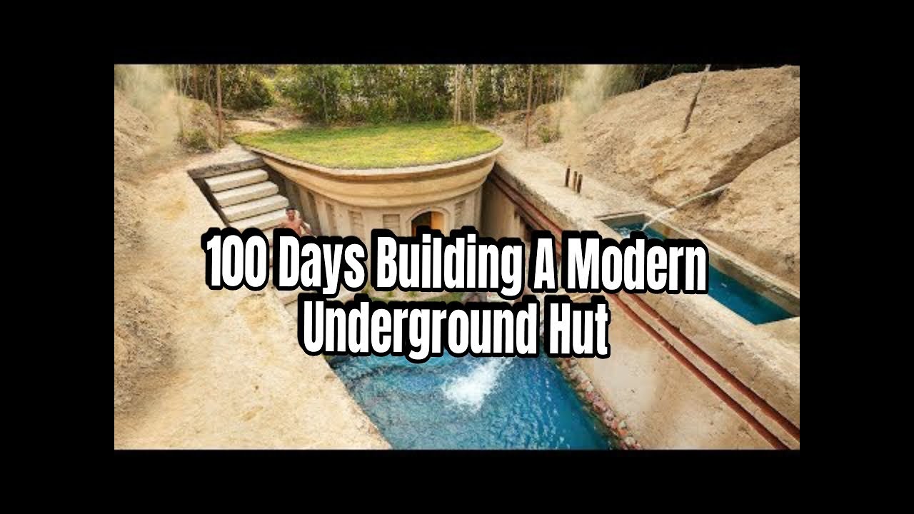 100 Days Building A Modern Underground Hut With A Grass Roof And A ...