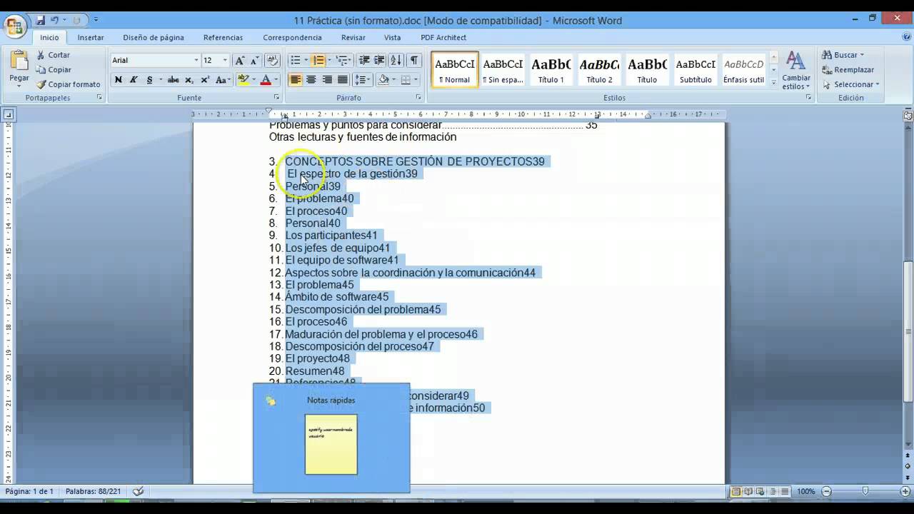 Práctica WORD 11 Lista multinivel y Tabulador con relleno - YouTube