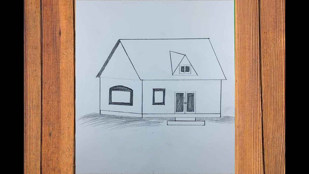 How To Draw Easy House Scenery Step by Step - DRAWING SIMPLE PENCIL ...