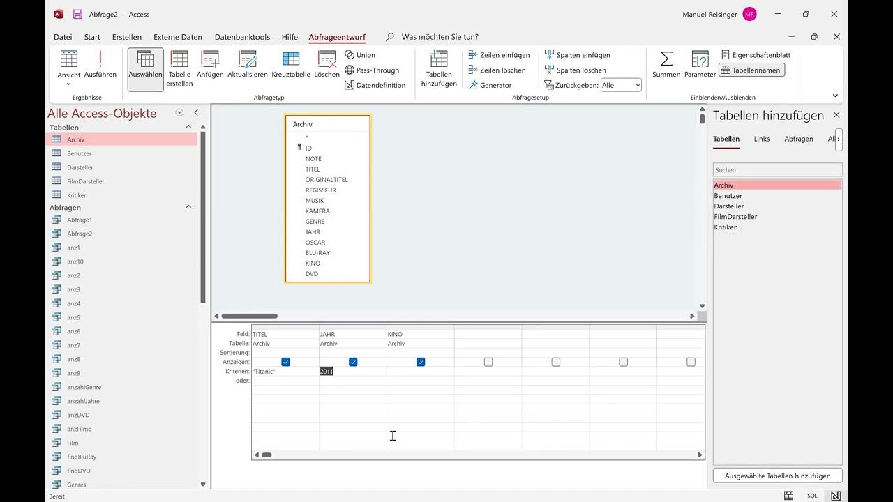 Informatik - Datenbanken - Abfragen und Kriterien mit Microsoft Access ...