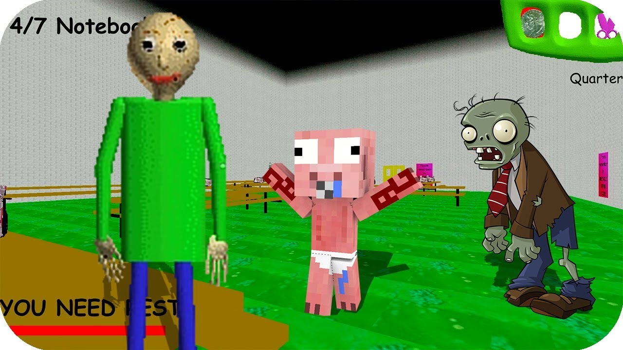 Baldi se convierte en plantas vs zombies - Aenh baldis basics pe juegos gratis - YouTube