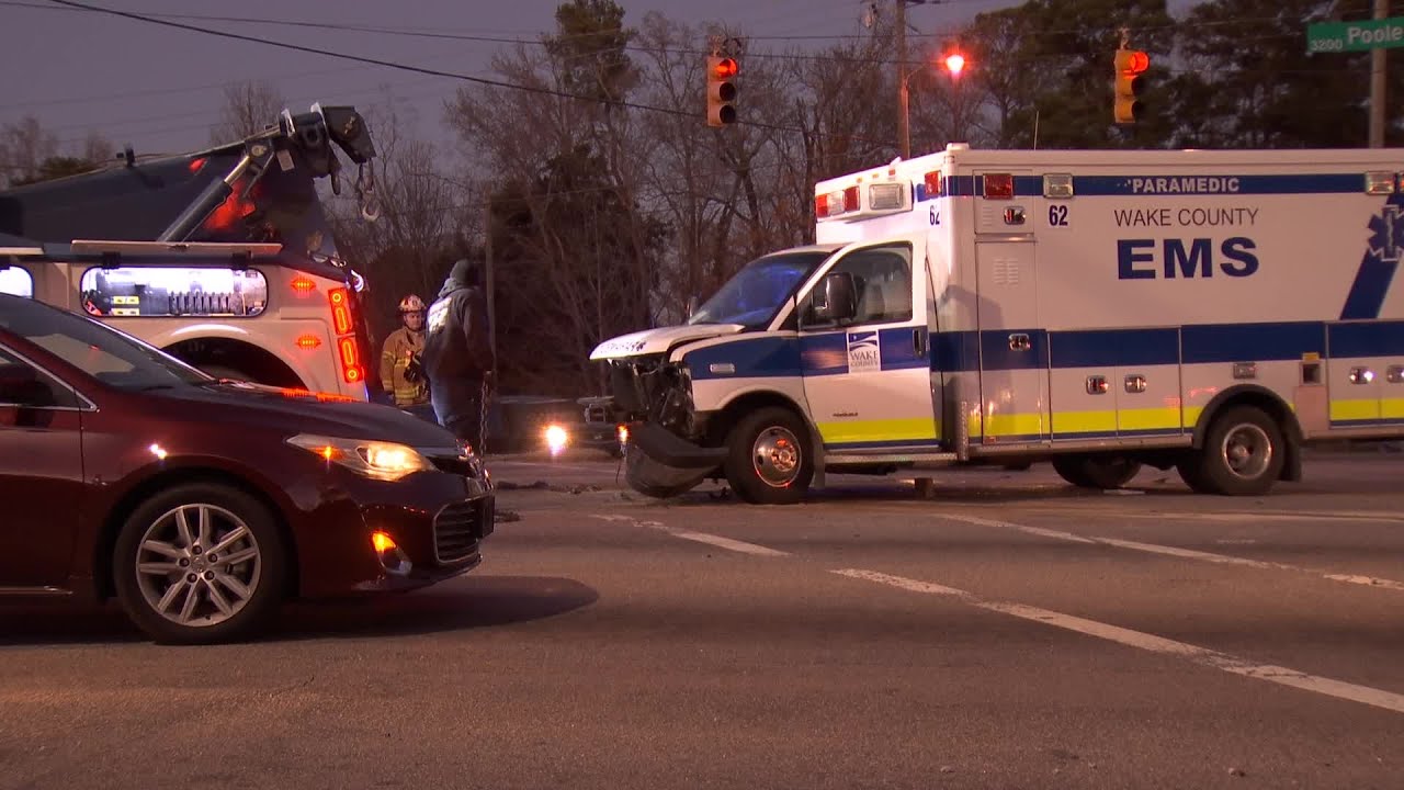 RAW VIDEO: Wake County ambulance involved in crash in Raleigh - YouTube