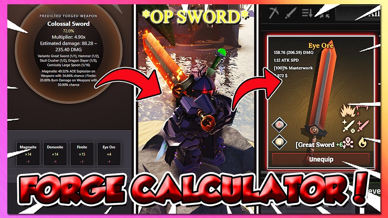 The Forge Best Crafting Calculator You Need To Craft OP EQUIPMENTS Fast ...
