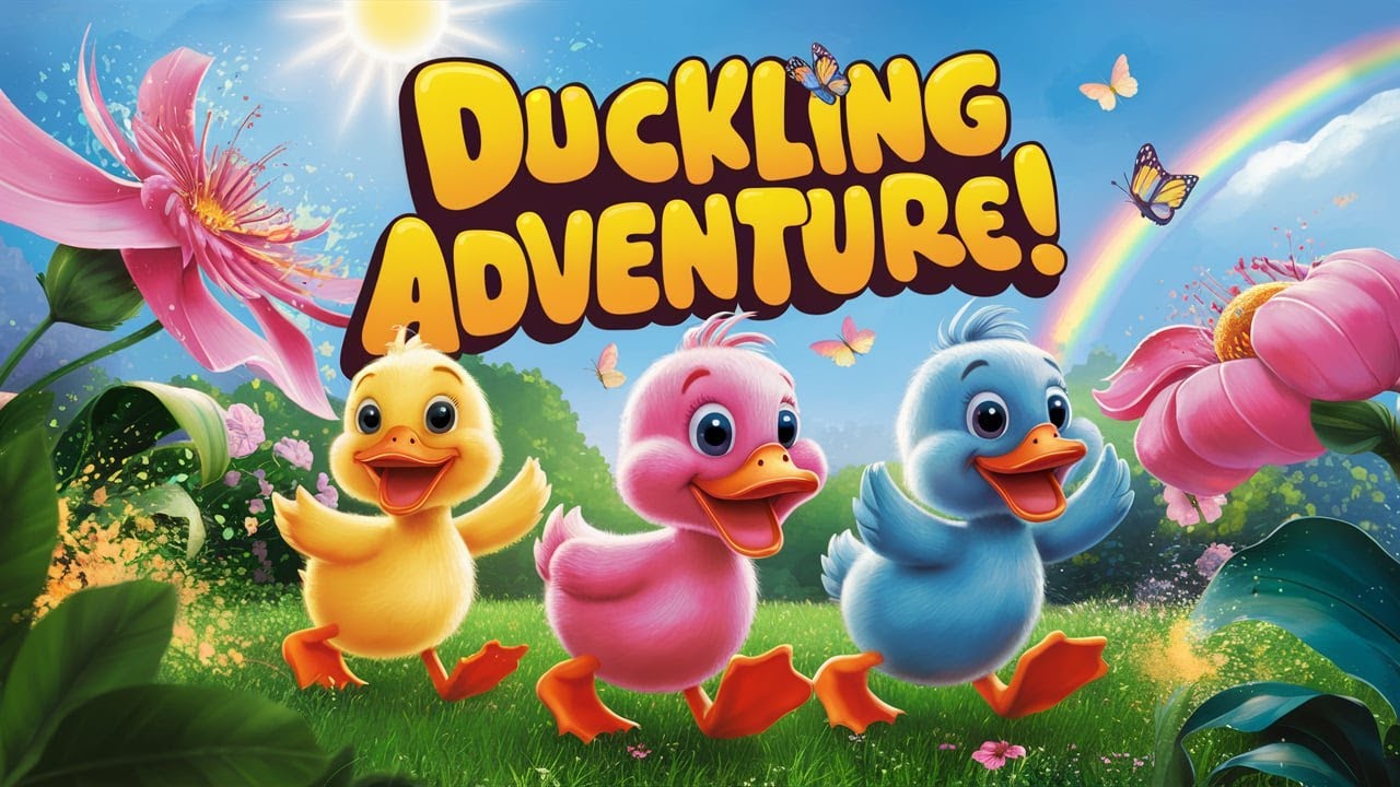 Fun Duckling Adventure Song for Kids | Colorful Cartoon Ducks Waddling ...