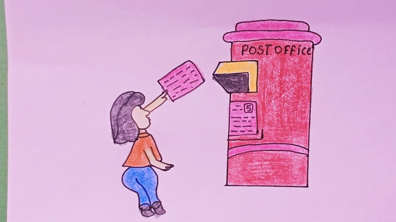 World postal or post office day 2020| Drawing easy step by step |Post ...