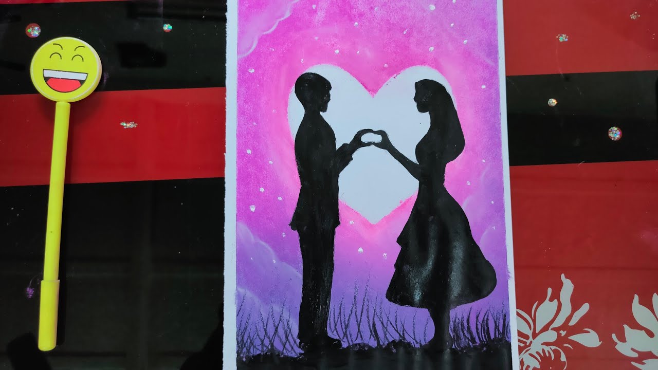 How to draw Couple drawing scenery with oil pastel easy drawing scenery ...