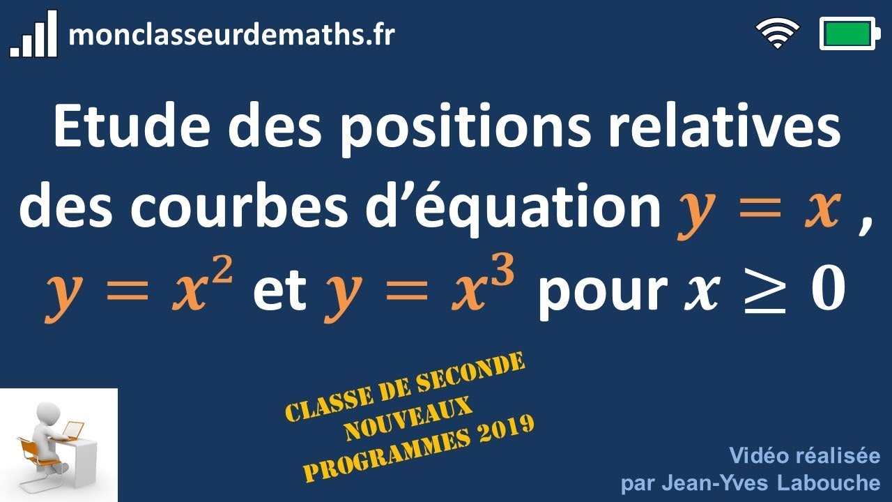 Etude position relative des courbes d'équations y=x, y=x² et y=x3 - YouTube