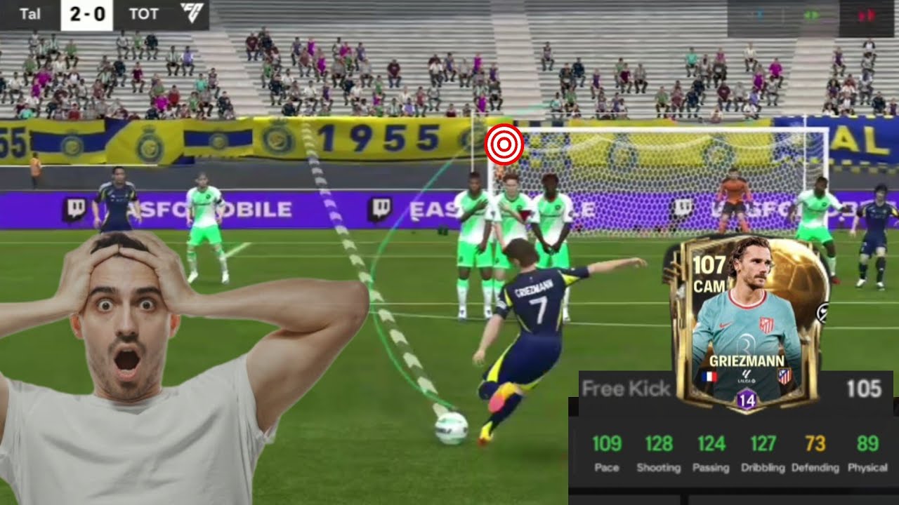 fc mobile griezmann free kick😯| griezmann long suit of fc mobile😱 ...