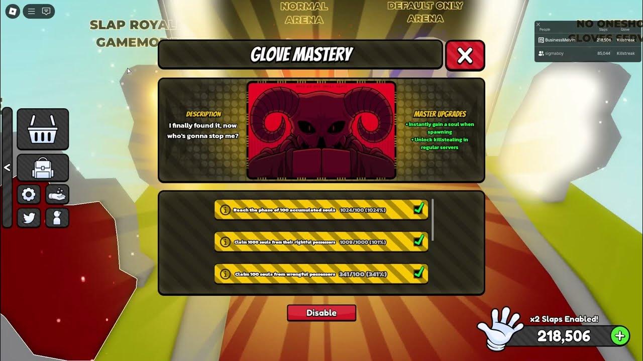 Slap battles killstreak mastery - YouTube