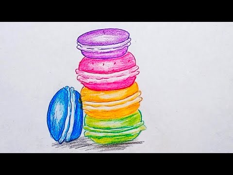 Macaroons Easy Drawing Tutorial For Beginner | HOW TO DRAW MACARONS ...