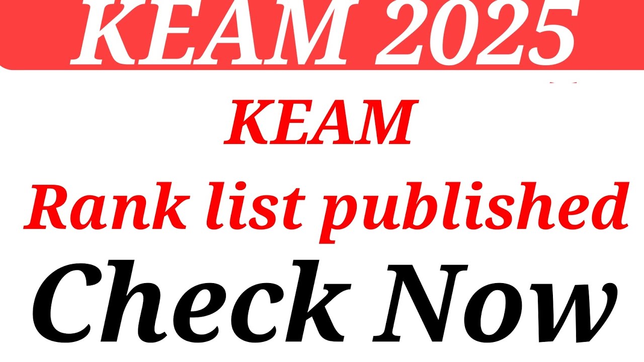 KEAM 2025 Rank list published - YouTube