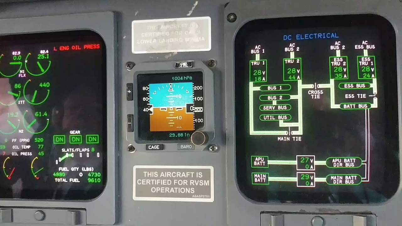 CRJ Start Engine 1 off APU DC / AC page - YouTube