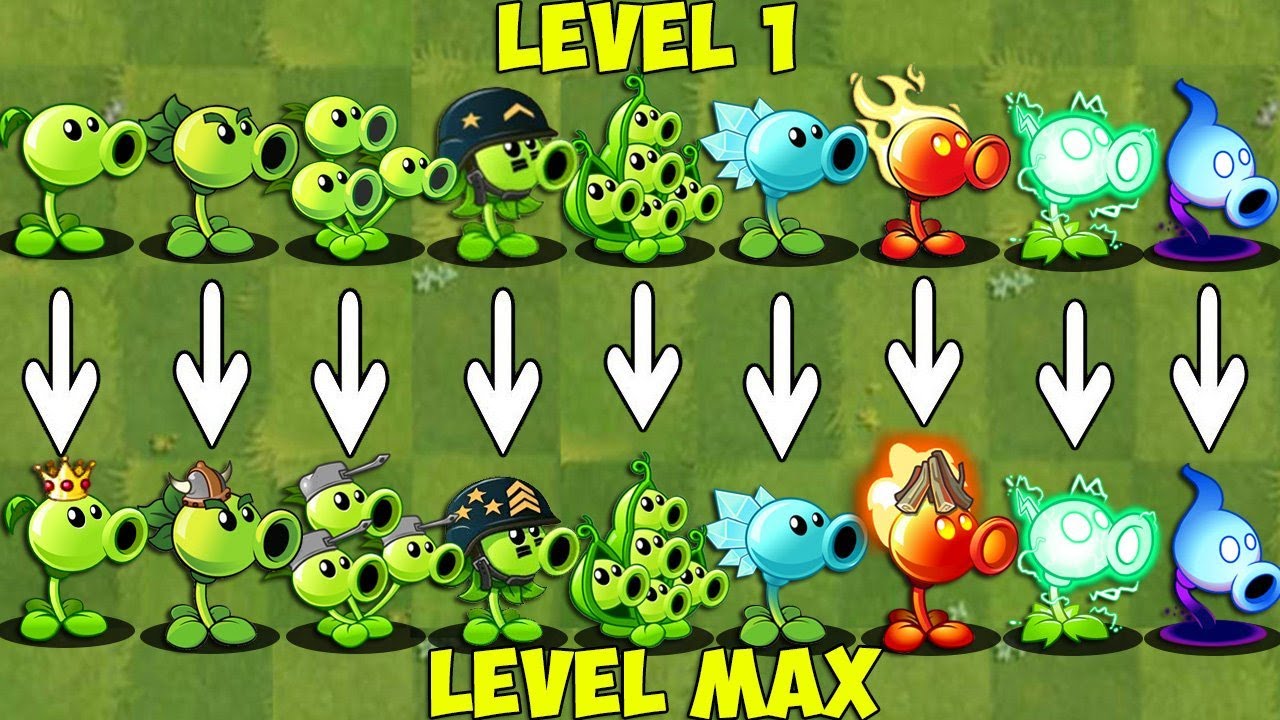 PvZ 2 All PEASHOOTER Level 1 vs Max Level - Who 's Best Plant? - YouTube