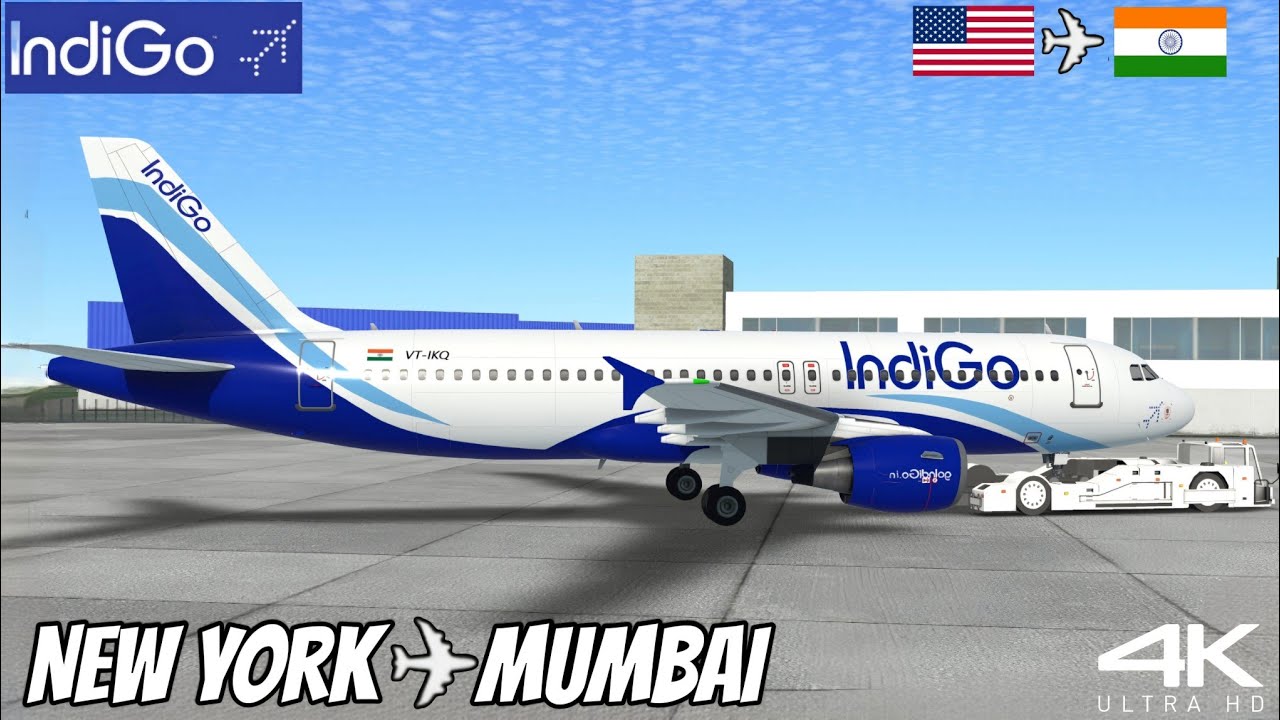 FULL FLIGHT | New York to Mumbai | Indigo |Airbus A320-200 | Ultra ...