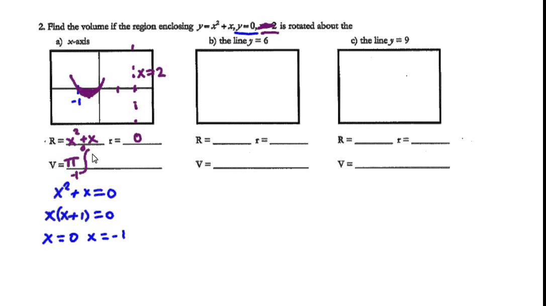 Calculus HW Help Volume of Rotation Problem 2 - YouTube