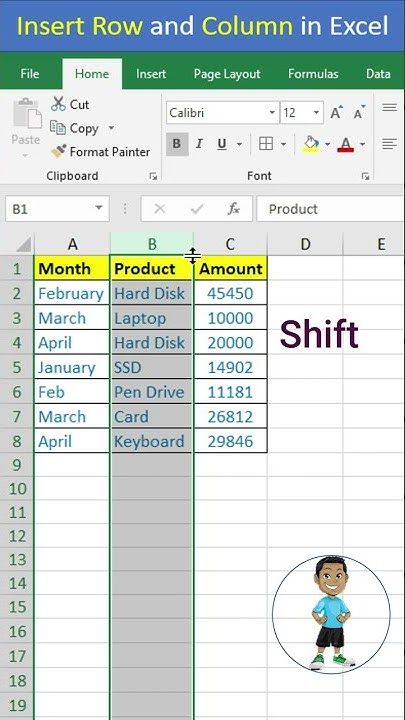 Insert Row and Column in Excel #excel #exceltips #exceltutorial #msexcel #shorts #microsoftexcel ...