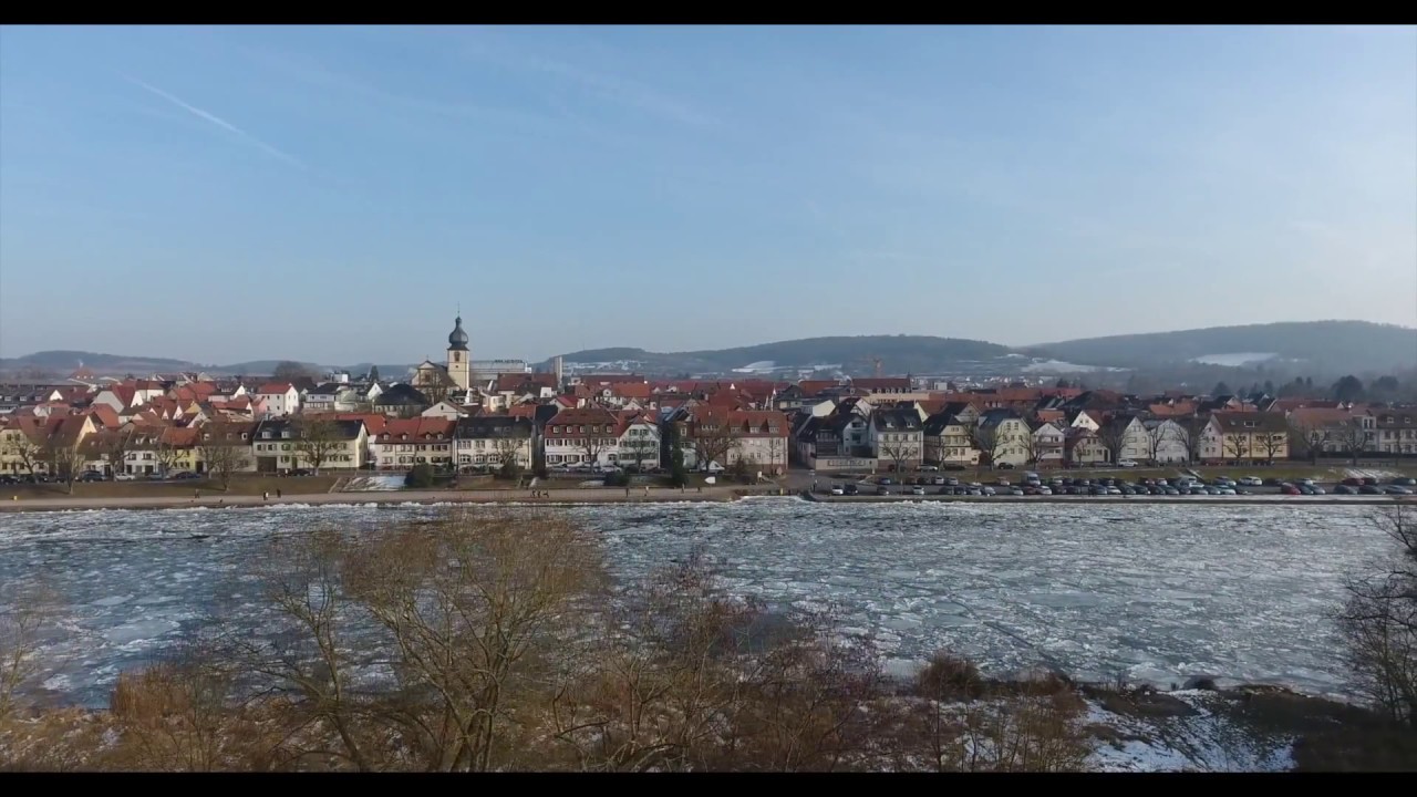 Luftaufnahmen Marktheidenfeld Main zugefroren - YouTube