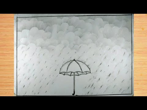 Pencil Drawing Of Monsoon || How To Draw Rain || Pencil Drawing Of Rain ...
