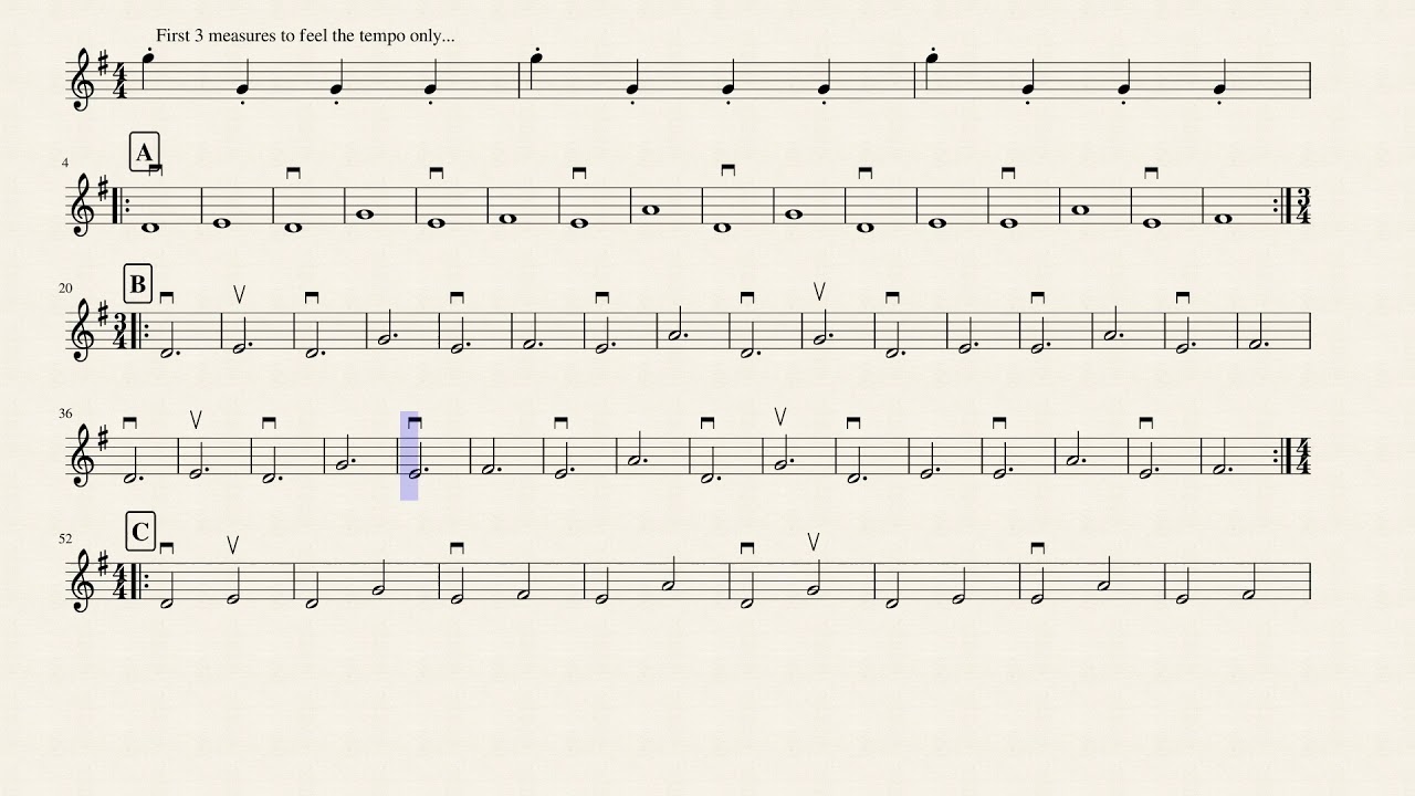 Finger Exercises on D-string, Sevcik Part 1, No. 3, 5th-8th measure ...