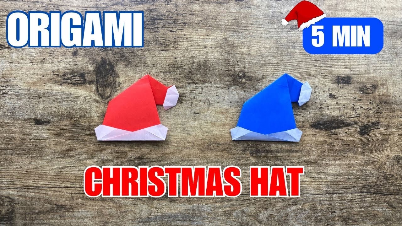 DIY ORIGAMI CHRISTMAS SANTA HAT TUTORIAL | ORIGAMI WORLD CHRISTMAS ...