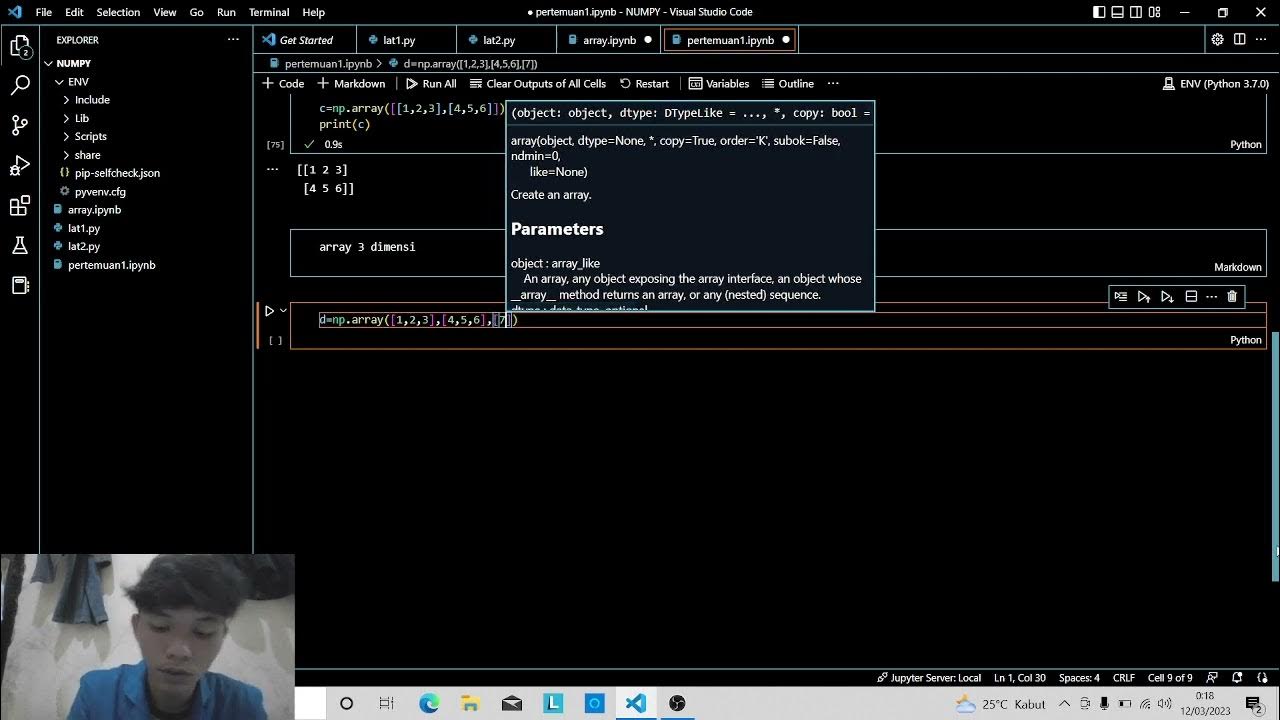 PEMBELAJARAN NUMPY ( ARRAY DIMENSI) - YouTube