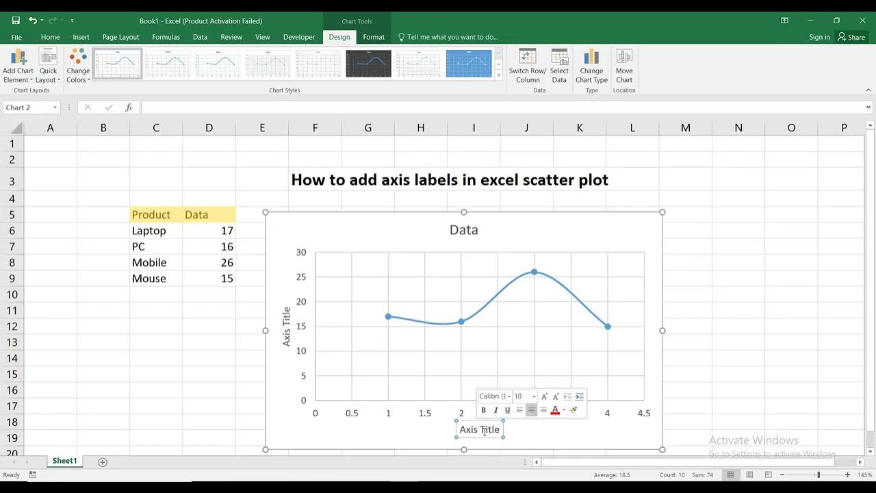 How to add axis labels in excel scatter plot - YouTube