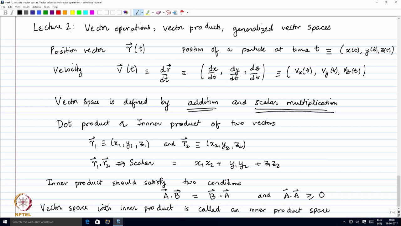 Lecture 2: Vector Operations, Generalization of Vectors - YouTube