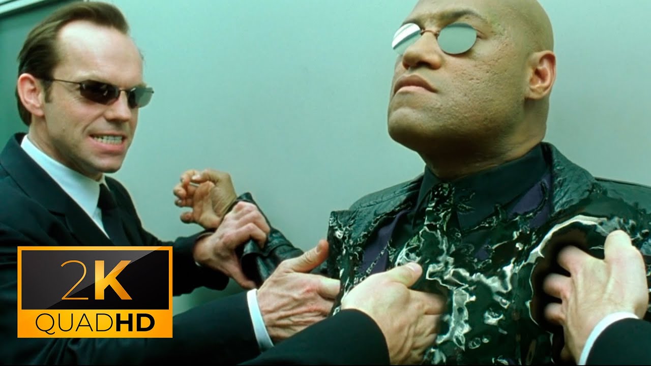 Neo and Morpheus vs. Smith in a narrow corridor! In the movie The ...