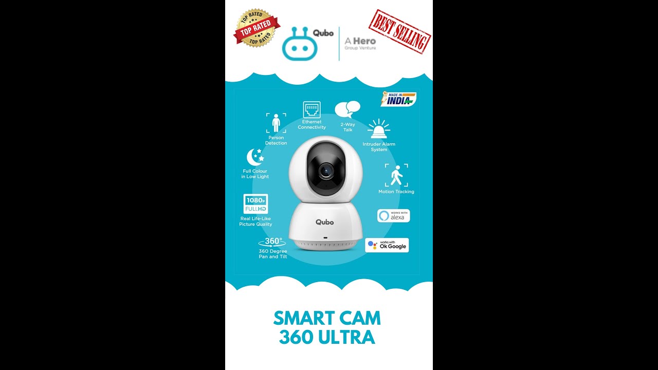 Qubo Smart Cam 360 Ultra Indoor Security Camera 1080P Full HD Picture ...