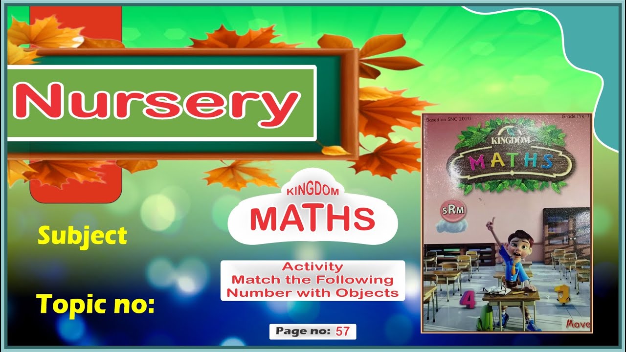 (Nursery) Activity Match the Following Numbers with Objects Kingdom Mathematics Page No: 57 ...