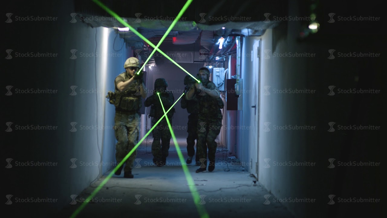 SWAT team walking through dim hallway - YouTube