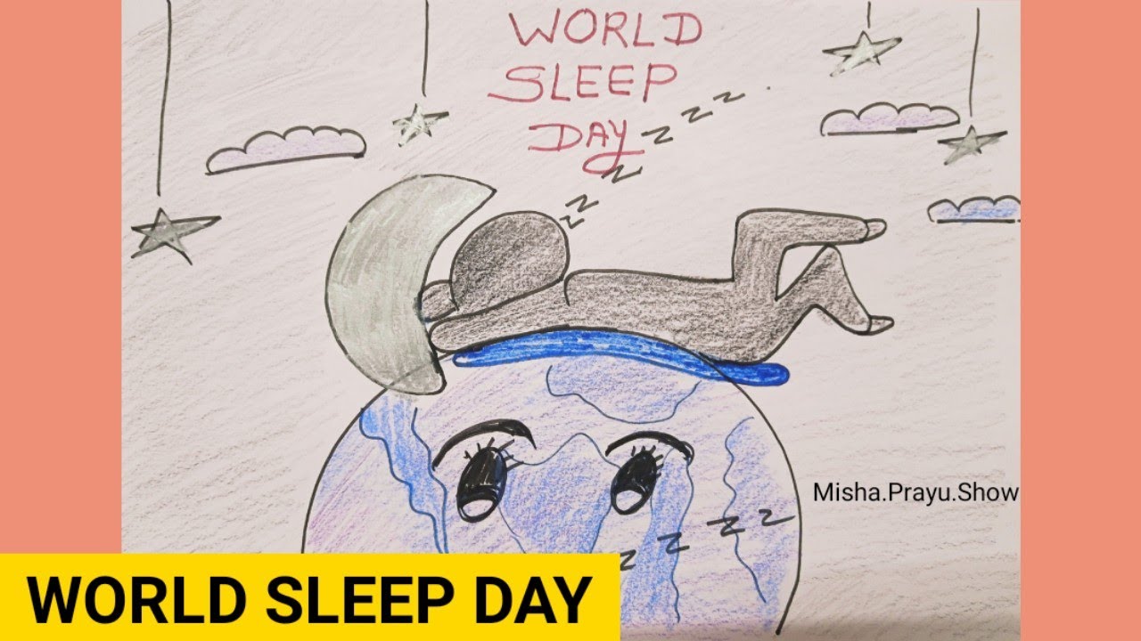 Poster on World Sleep Day 2021 | How to Draw World Sleep Day | world ...