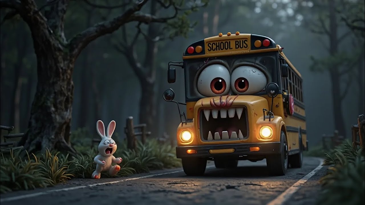 Rabbit must fight a scary school bus monster|Alien attack cartoon ...