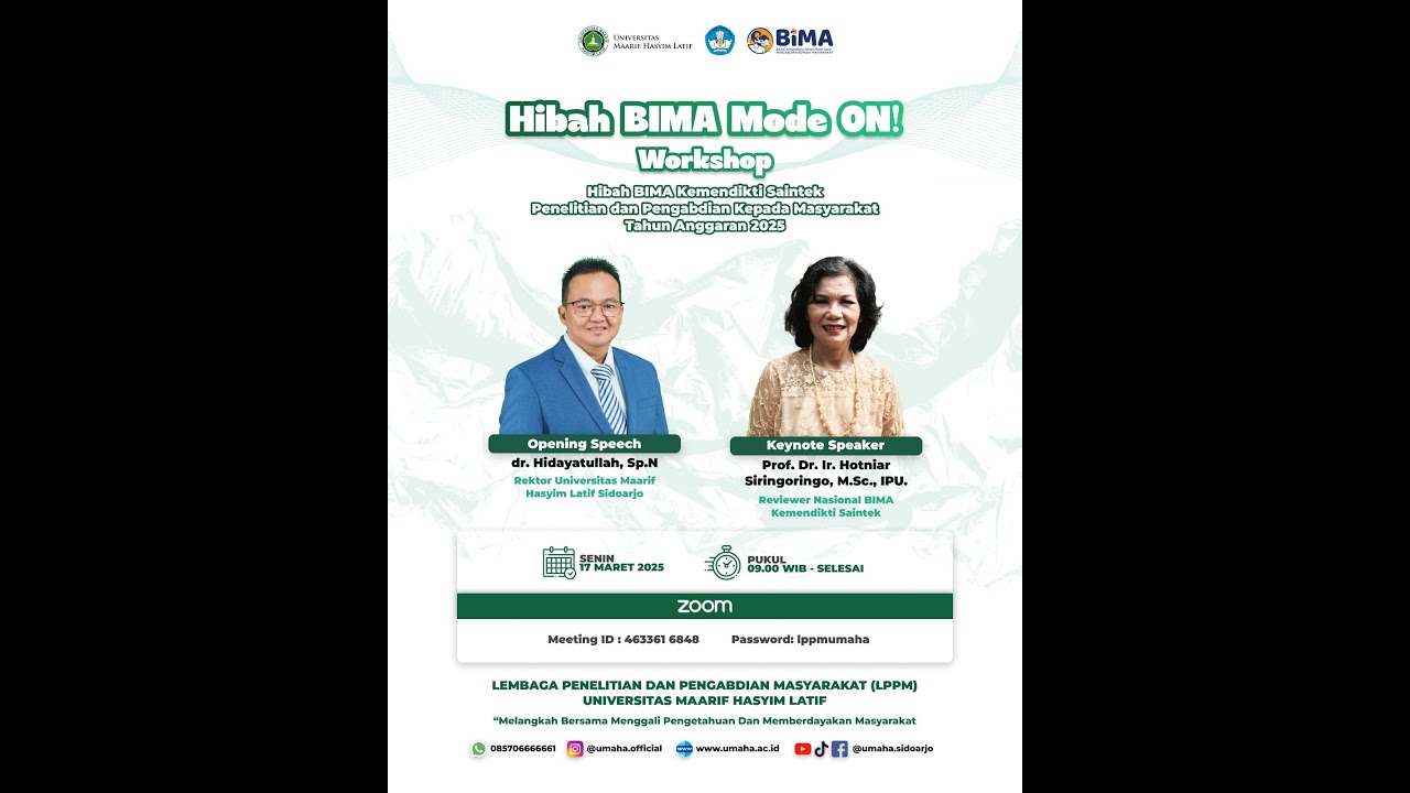 WORKSHOP HIBAH BIMA KEMDIKTISAINTEK PENELITIAN & PENGABDIAN MASYARAKAT ...