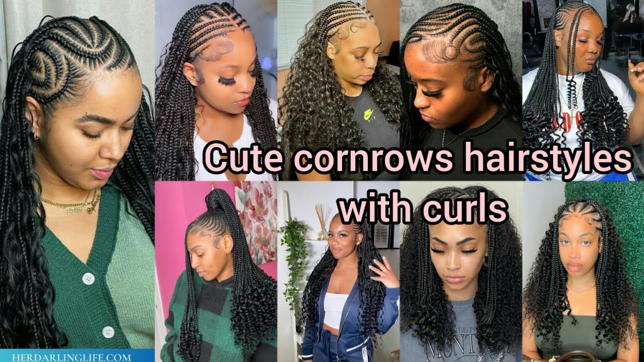 Cute cornrows hairstyles with curls 2025 | Creative cornrow braids ...