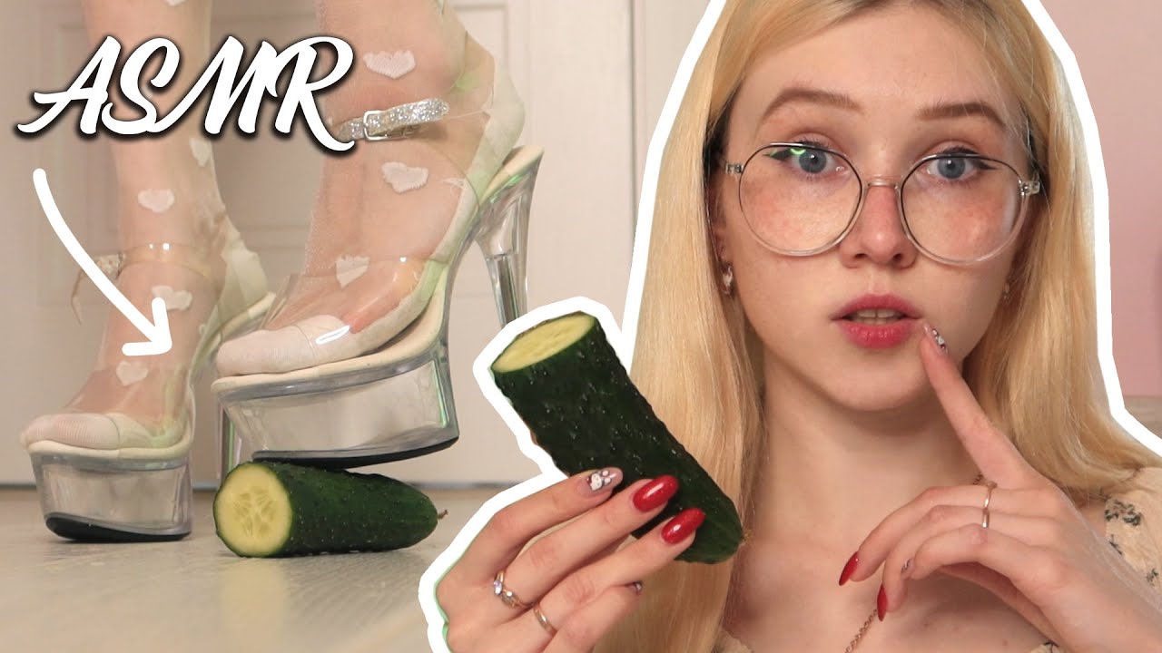 ASMR high heels VS cucumber 👠 ASMR shoes walking - YouTube