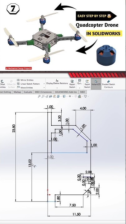 [Part -7] Quadcopter Drone | Solidworks | Motor #shorts #short # ...
