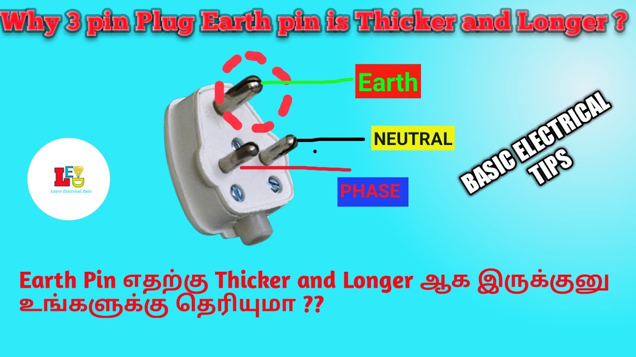 Why Earth pin is Thicker and longer in 3 pin plug? | Tamil | Learn ...