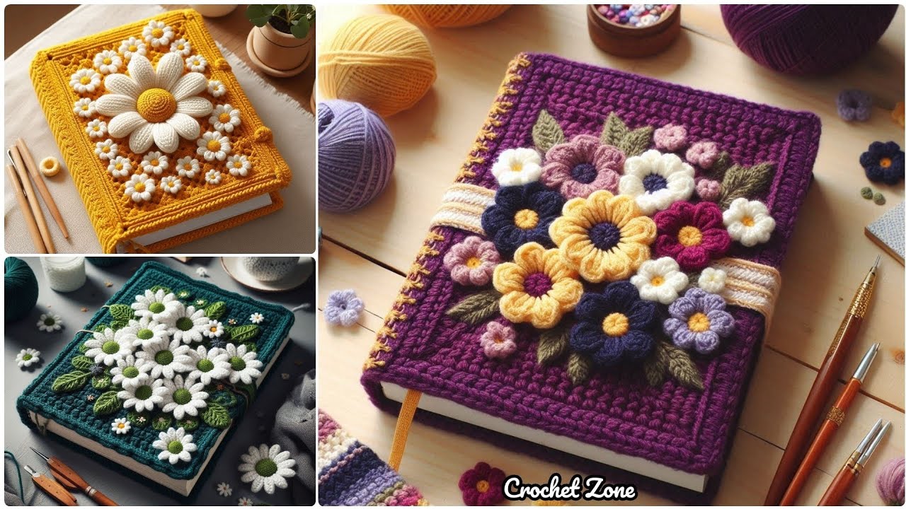 Beautiful and charming crochet book cover design model knitted with ...