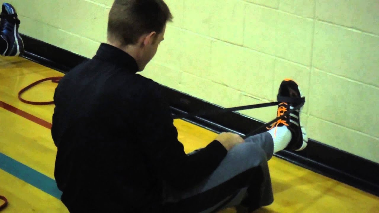 band stretching inversion-eversion ankle mobility - YouTube