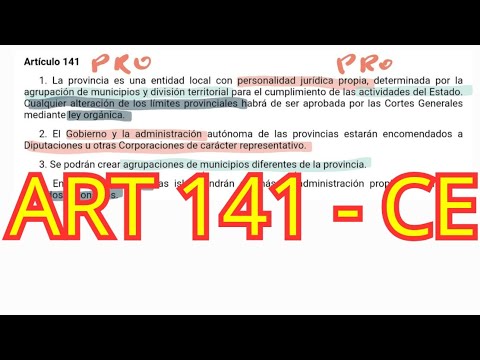 ARTÍCULO 141 - Constitución Española - La Provincia - OPOSICIONES - YouTube