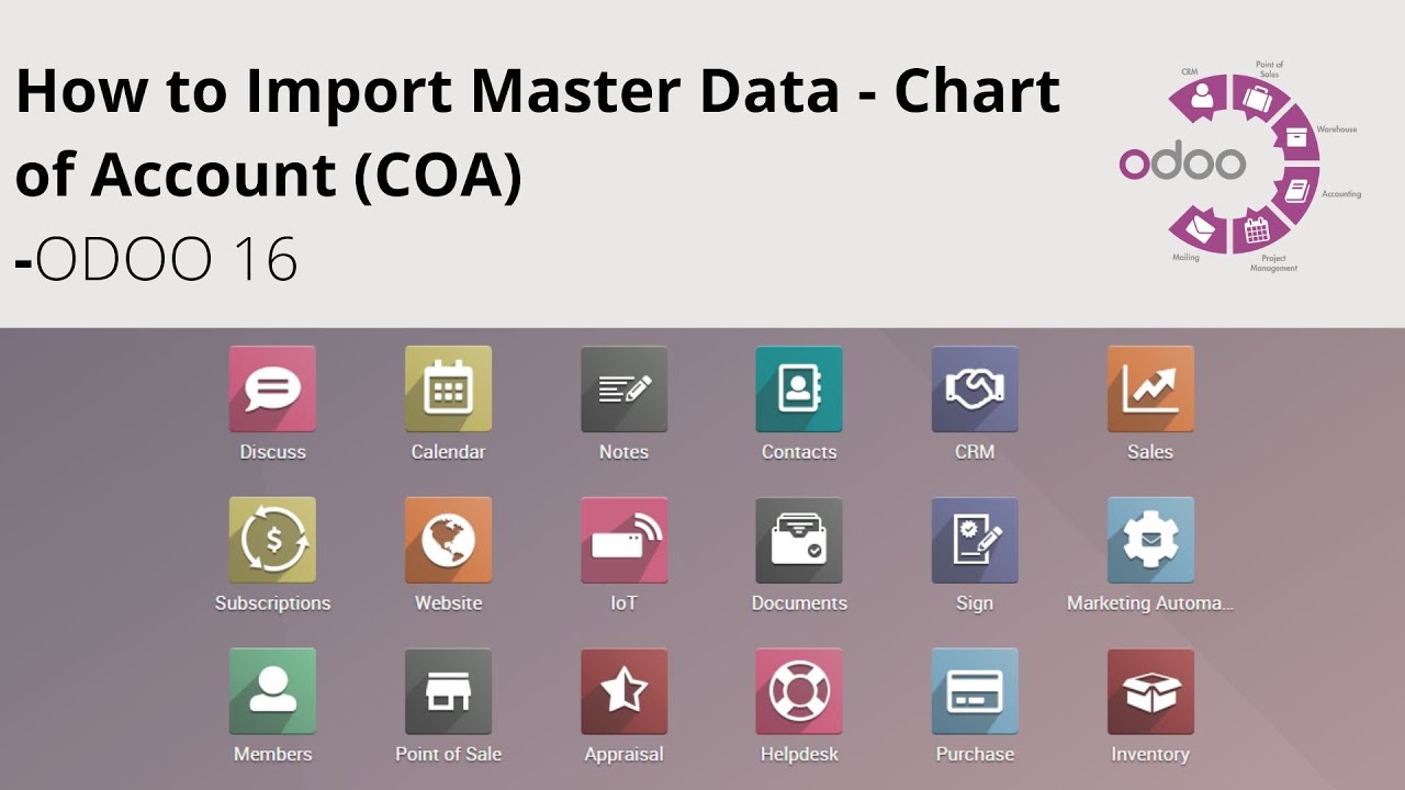 How to Import Master Data - Chart of Account (COA) - Odoo 16 - YouTube