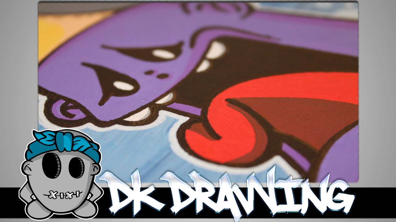 How to draw a graffiti character on canvas #7 - YouTube