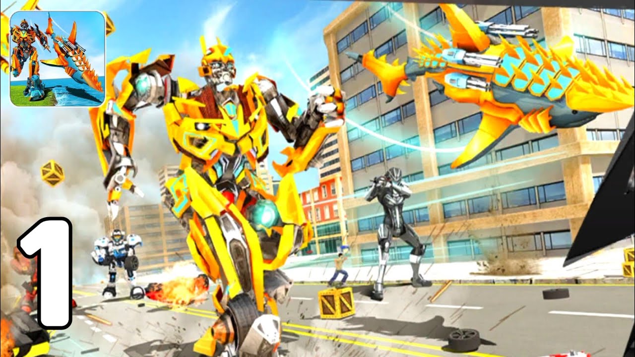 Shark Robot Transformation Game Robot War - Air Robot Shark Part 1 ...