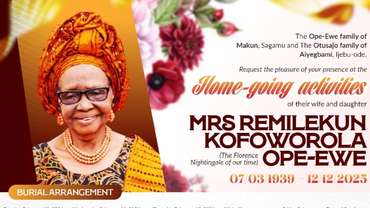 SERVICE OF SONGS IN HONOR OF MRS REMILEKUN KOFOWOROLA OPE-EWE - YouTube