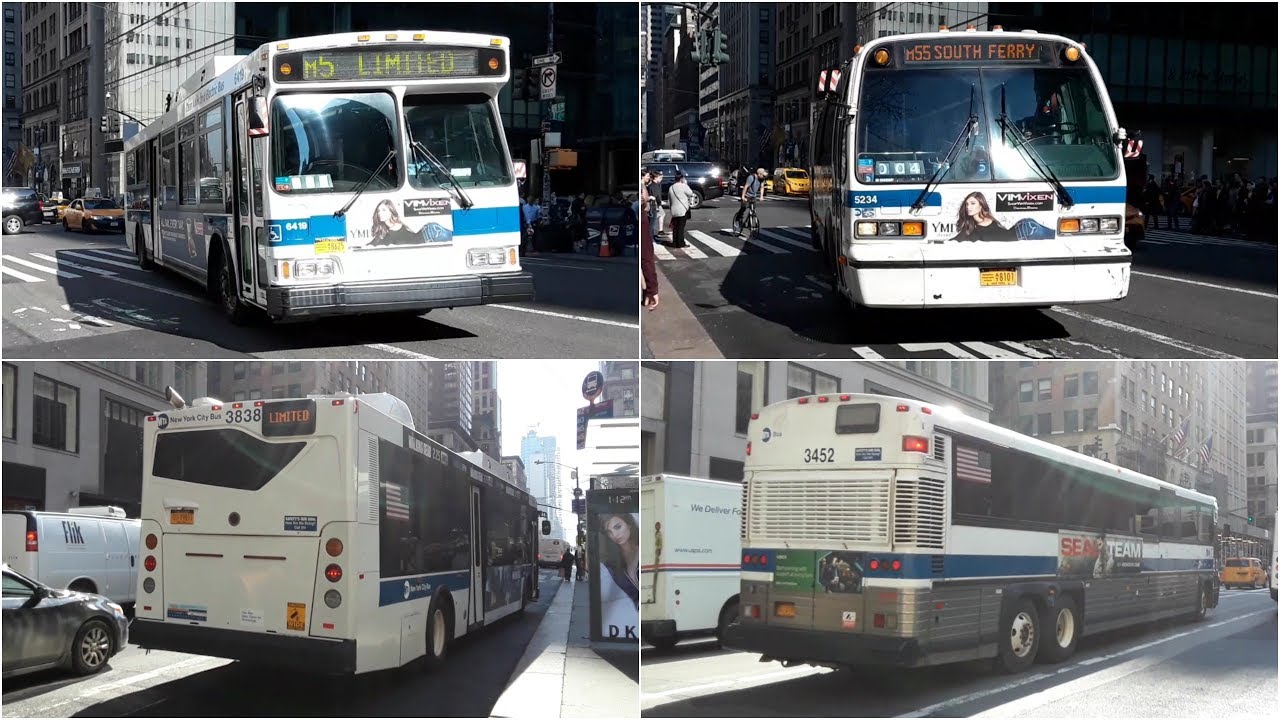 MTA: Four Different Bus Fleets on the M1/M5/M55/BxM7 buses - YouTube