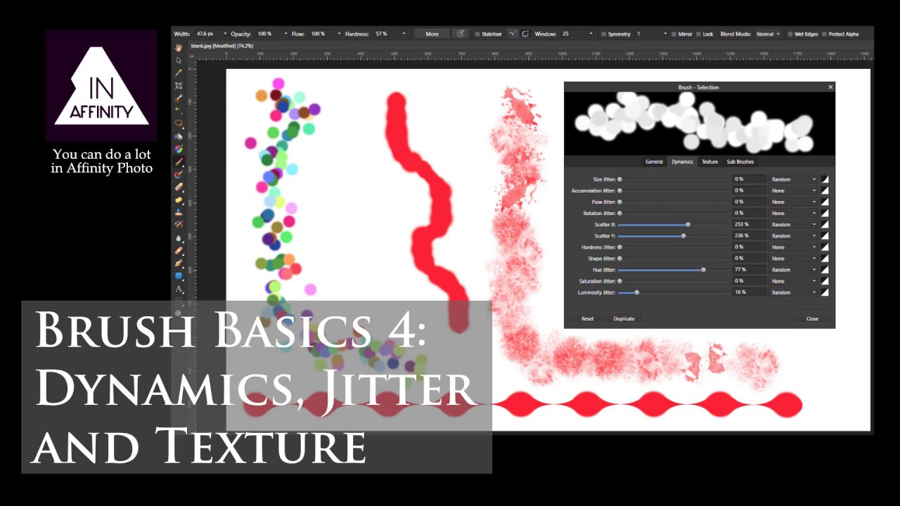 Brush Basics 4: Dynamics, Jitter and Texture (in Affinity Photo) - YouTube