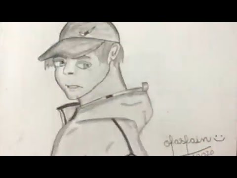 Sketch of boy wearing cap by Ojas Jain - YouTube