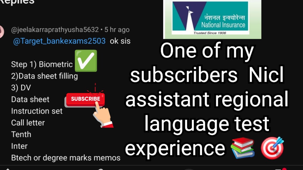 One of my subscribers Nicl assistant regional language test experience ...
